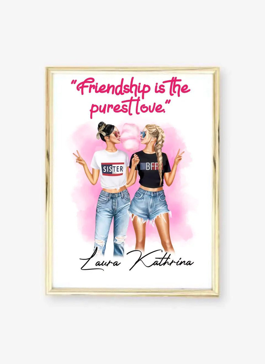 Personalisirtes Poster Cotton Candy Beste Freundinnen - 2-3 Personen F ...
